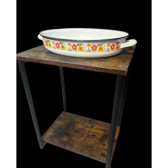 Vintage | Kitchen | Vintage Midcentury Enamel Floralroasting Pan | Poshmark